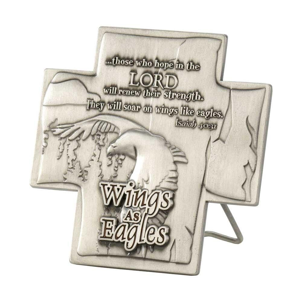 Cross Metal square - Wings as Eagles tabletop – Church Stores