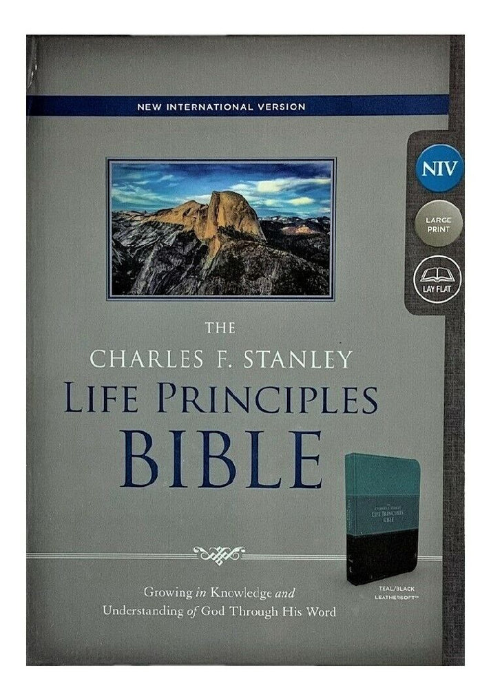 NIV Bible Charles Stanley Life Principles Teal/Blk Lth/Soft – Church Stores
